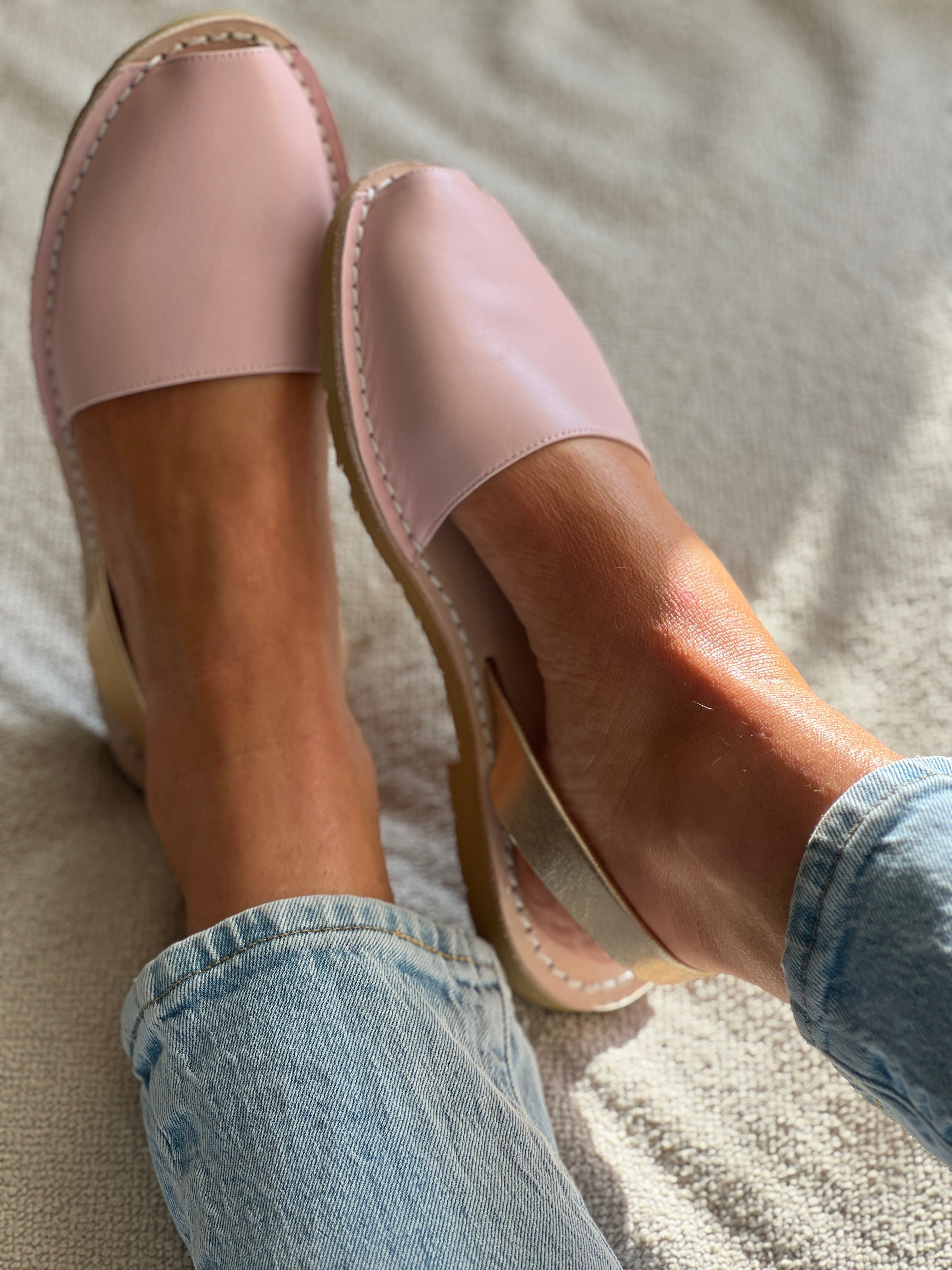 Baby Pink leather spanish menorcan avarcas sandals - Palmaira Sandals ...