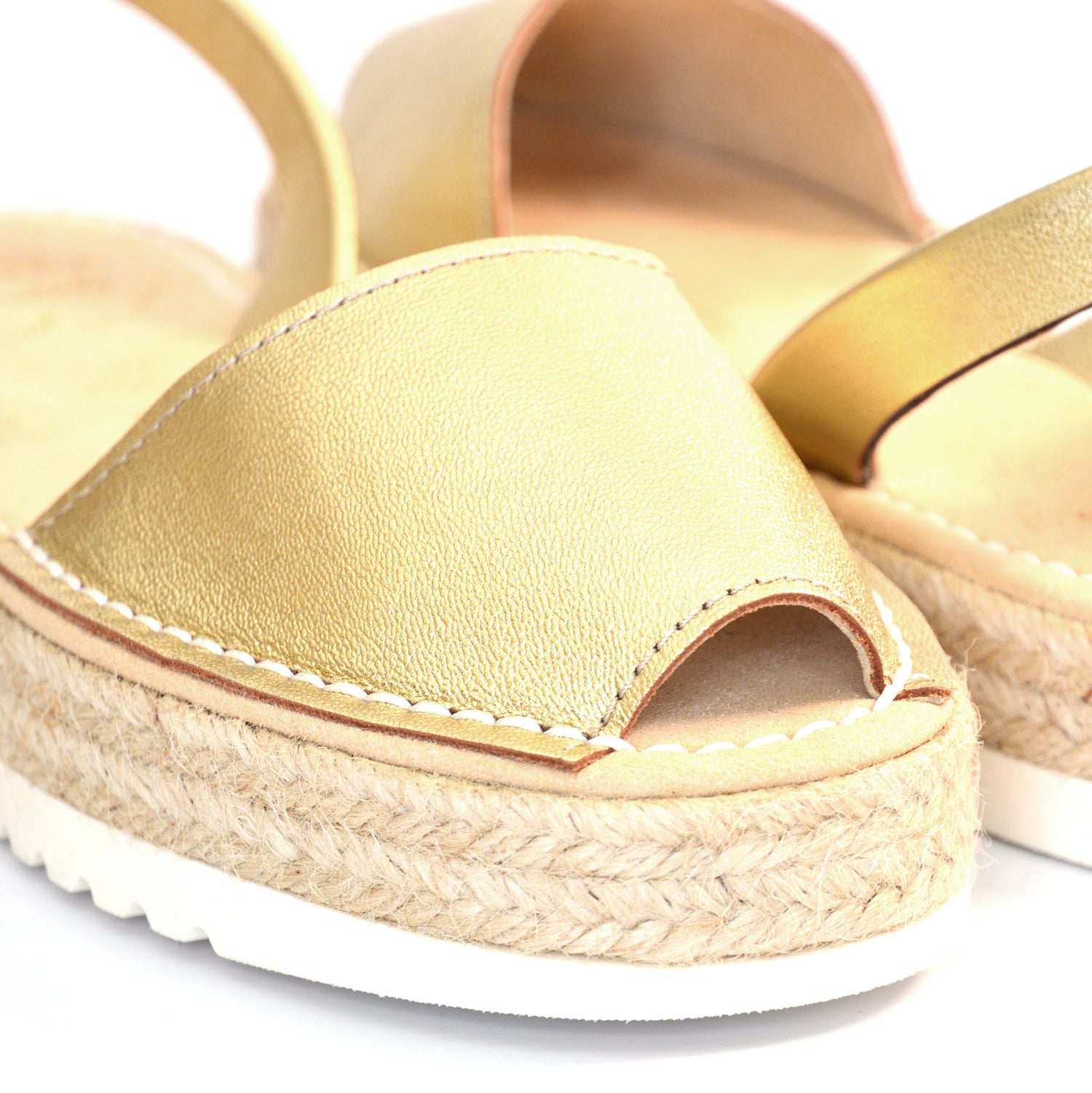 Formentera Gold Lowforms metallic leather espadrille lowform platform ...